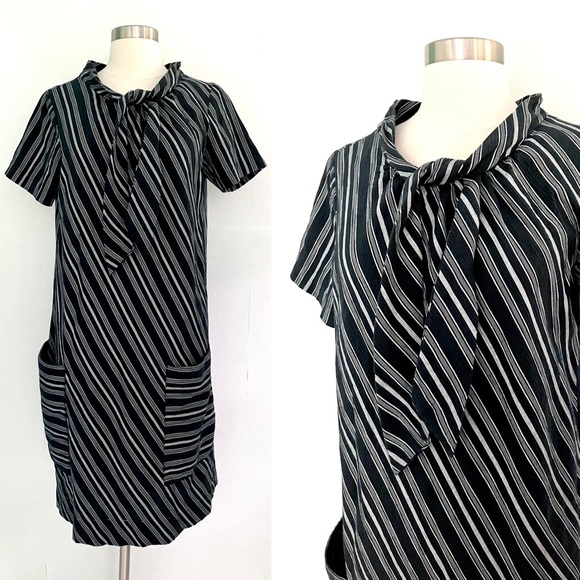Vintage | Dresses | Vintage 6s Mod Striped Black White Shift Dress ...
